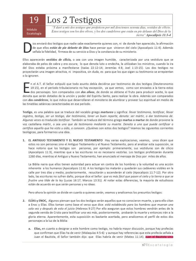 Los 2 Testigos | PDF | Juan el apóstol | Elijah