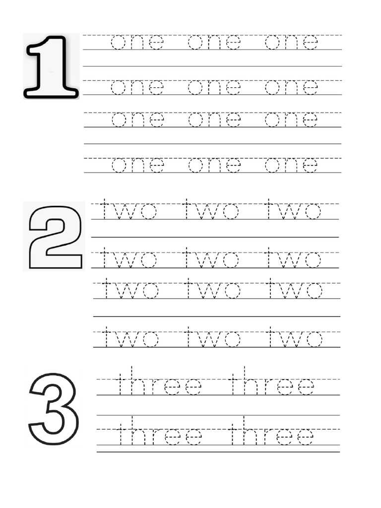 Tracing Numbers 1-10 in Word | PDF