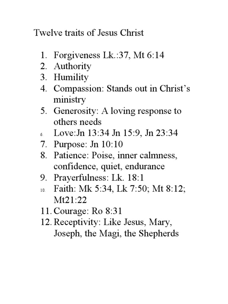 Twelve Traits of Jesus Christ | PDF | Epistle To The Romans | Epistle ...