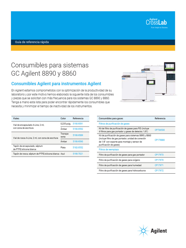 Quickref 8890 8860 GC Supplies 5994 0730es Es Agilent | PDF