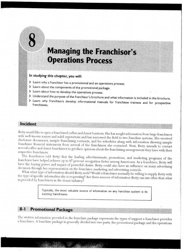 FRANCHISING - Chapter 8 (Managing The Franchisor's Operations Process) | PDF