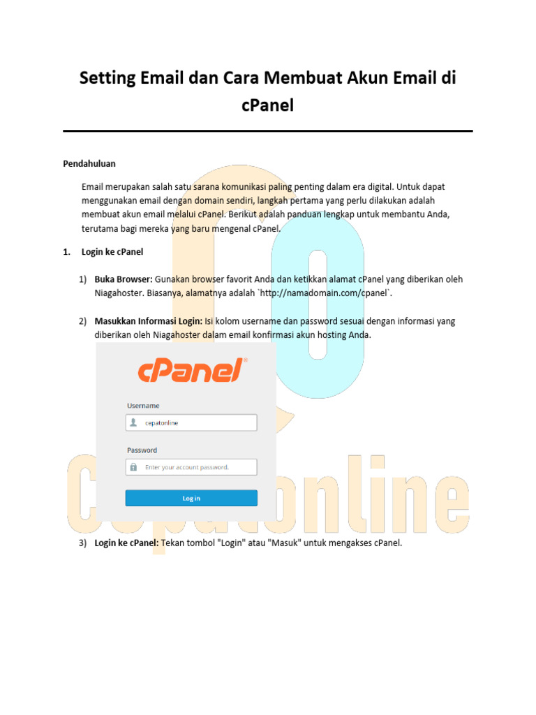 Cara Buat Akun Email di cPanel | PDF