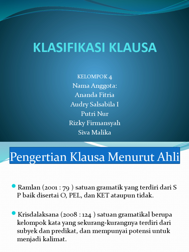 Klasifikasi Klausa | PDF | Seni & Disiplin Bahasa | Kajian Bahasa Asing