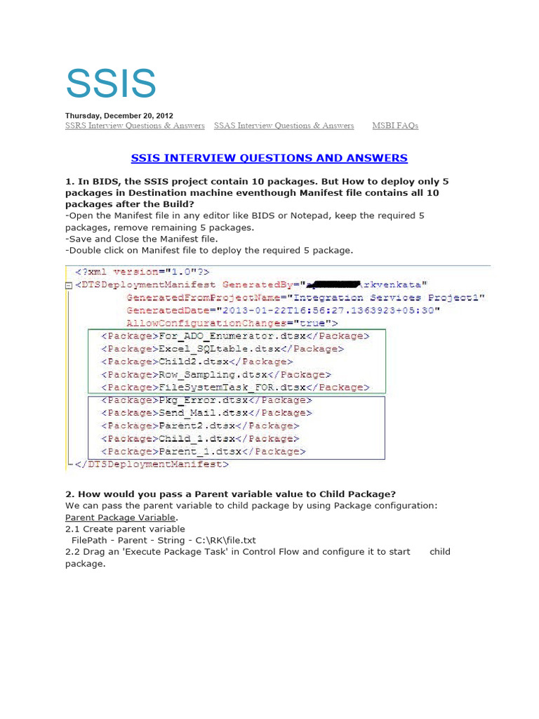 Ssisinterview | PDF | Microsoft Sql Server | Databases