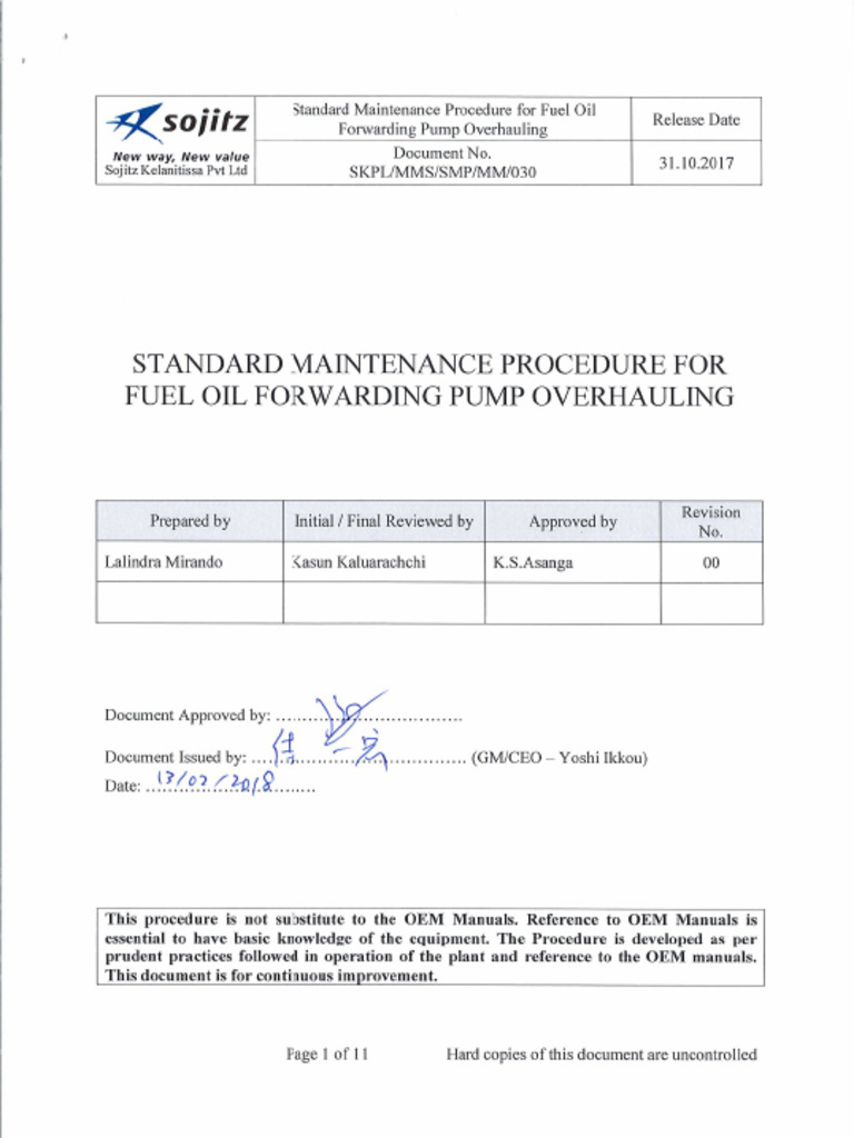 030-Fuel Oil Forwarding Pump Overhauling | PDF