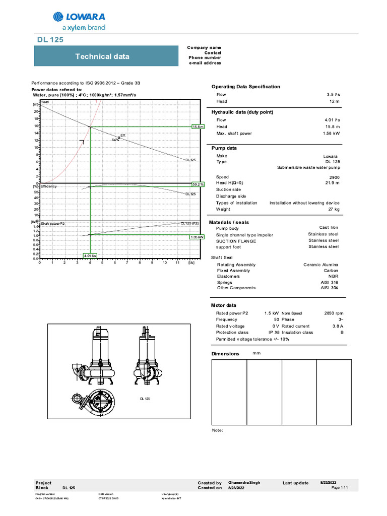 Sump Pump 3. - 3.5 - LPS - X - 12 - M | PDF | Pump | Mechanical Engineering
