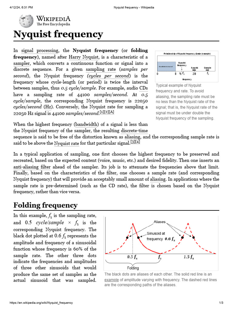 Nyquist Frequency | PDF | Sampling (Signal Processing) | Electronics