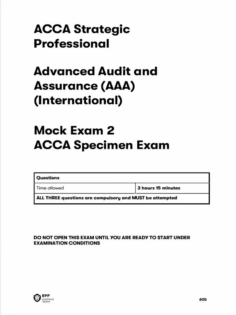 AAA - Mock Exam 2 | PDF | Audit | Depreciation