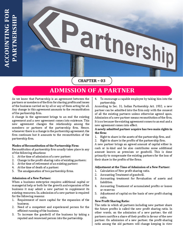 Admission of A Partner | PDF | Debits And Credits | Partnership