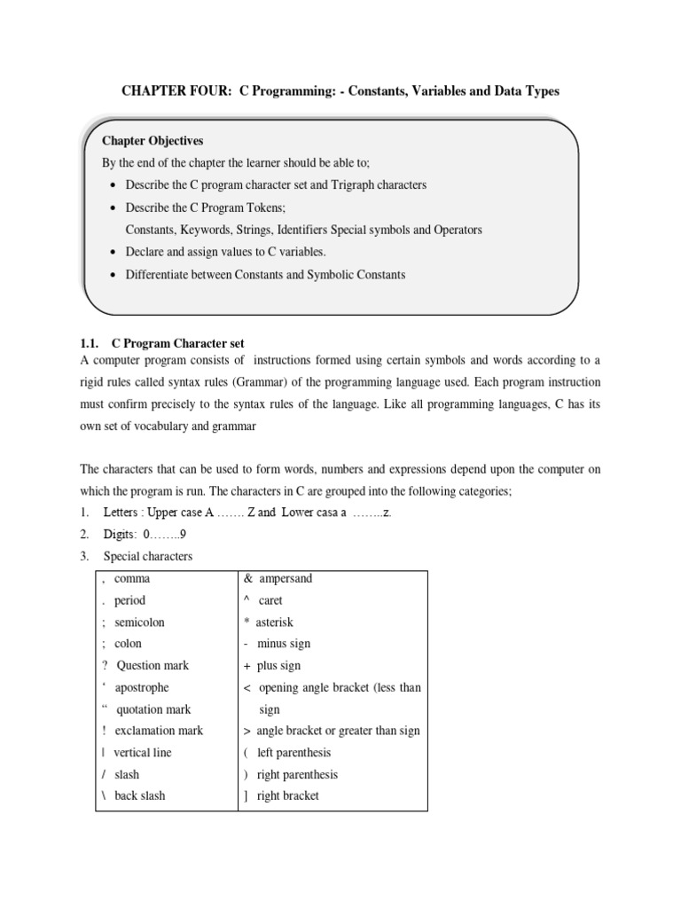 Chapter Four | PDF | Integer (Computer Science) | Data Type
