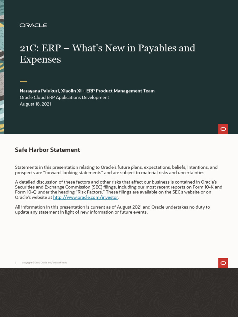 ERP - What's New in Payables and Expenses 21C | PDF | Accounts Payable | Currency