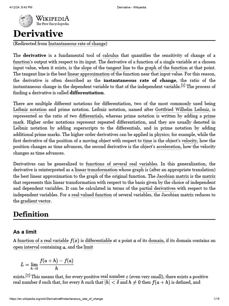 Derivative Pdf Derivative Function Mathematics