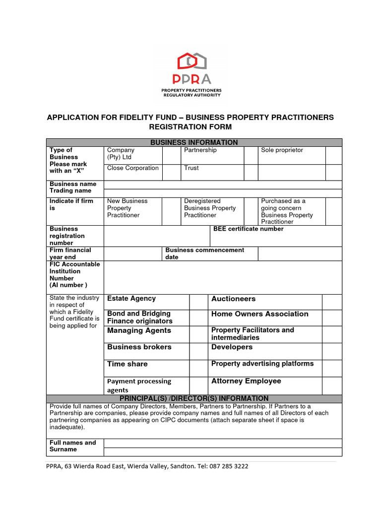 PPRA Registration and Fidelity Fund Guide | PDF | Business | Sole ...