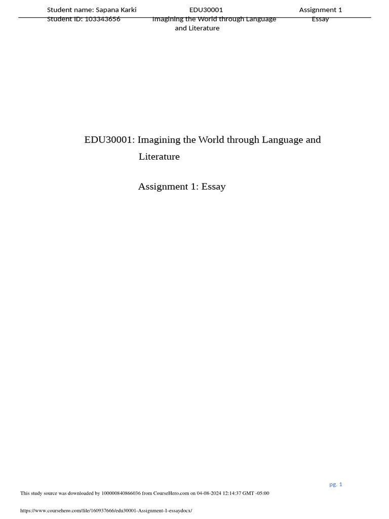 Edu30001 Assignment 1 Essay | PDF | Literacy | Storytelling