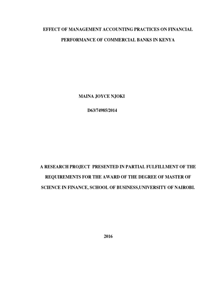 Njoki - Effect of Management Accounting Practices On Financial Performance of Commercial Banks ...