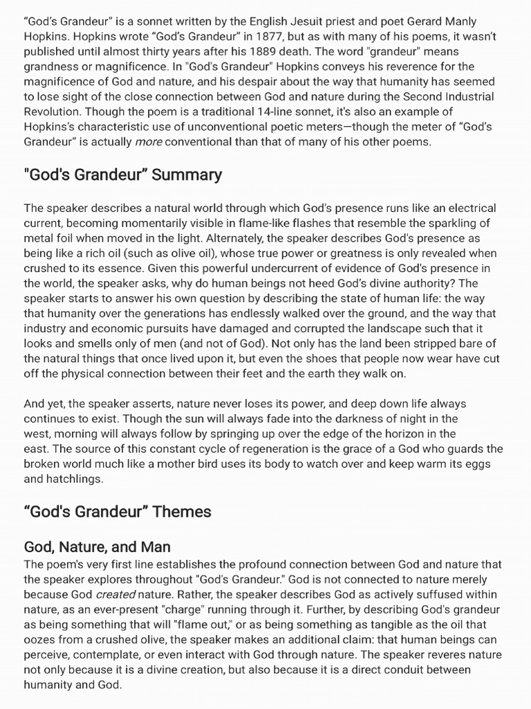 God's Grandeur - 231004 - 220757 | PDF