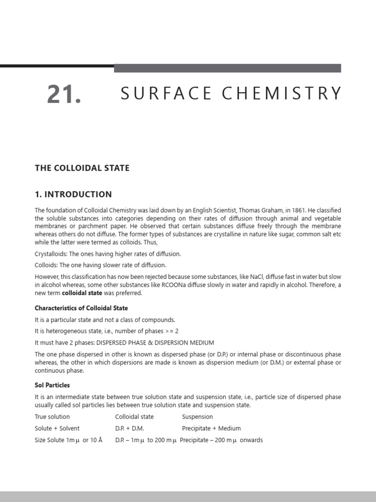 Surface Chemistry | PDF | Adsorption | Emulsion