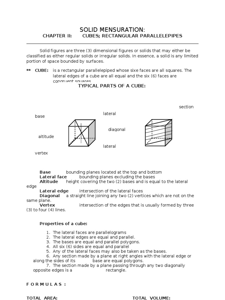 Solid Mensuration 2 | PDF | Rectangle | Area