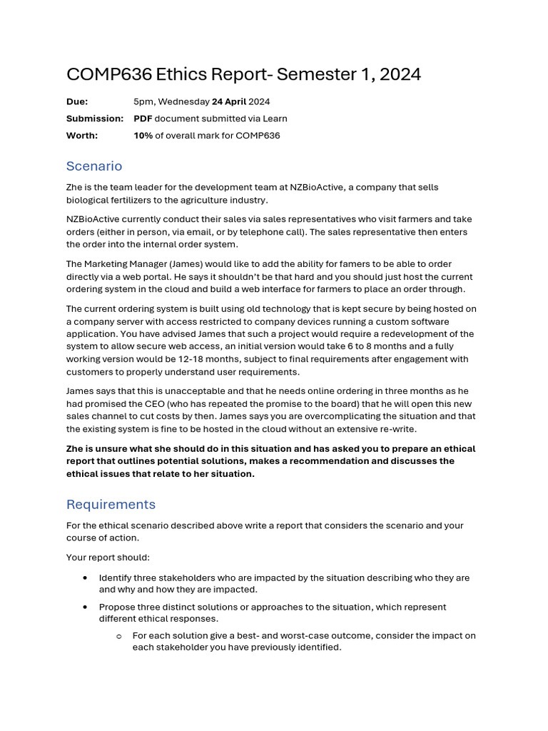 COMP636 Ethics Report: Online Ordering Dilemma | PDF | World Wide Web ...