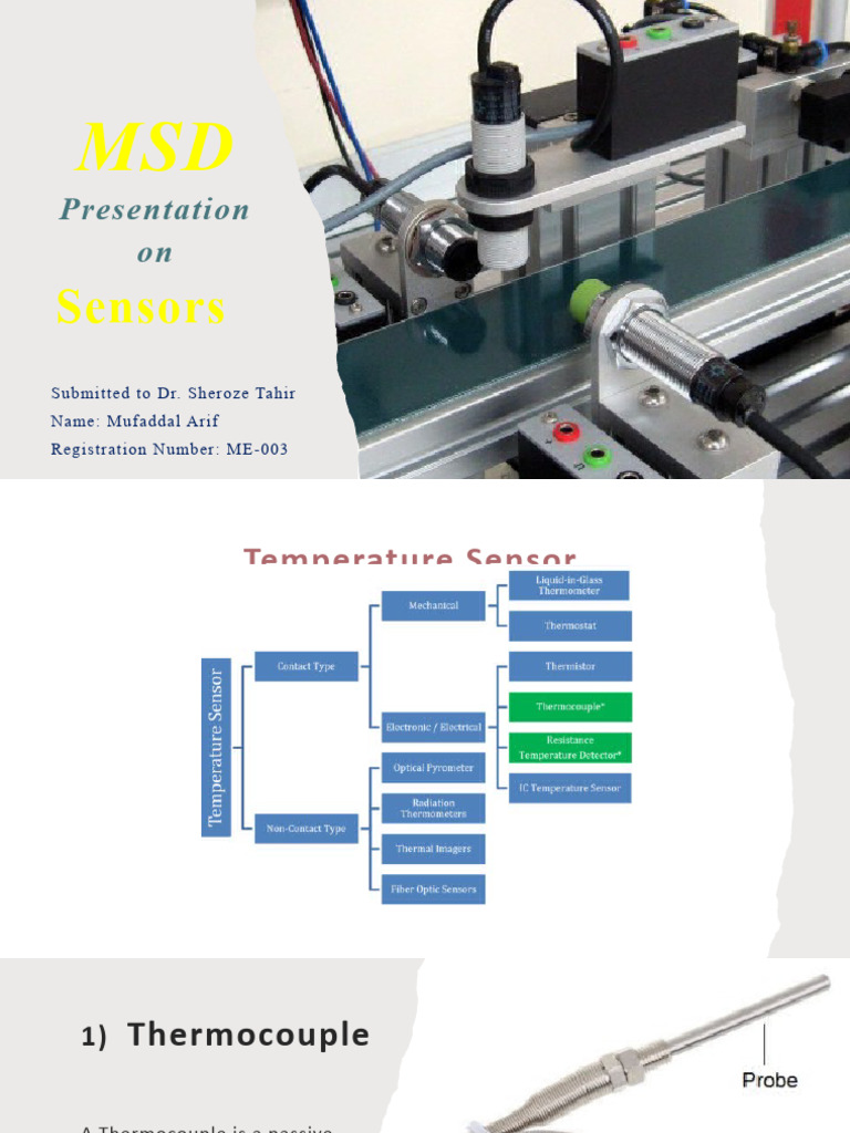 MSD Presentation On 5 Sensors | PDF | Inductor | Thermocouple