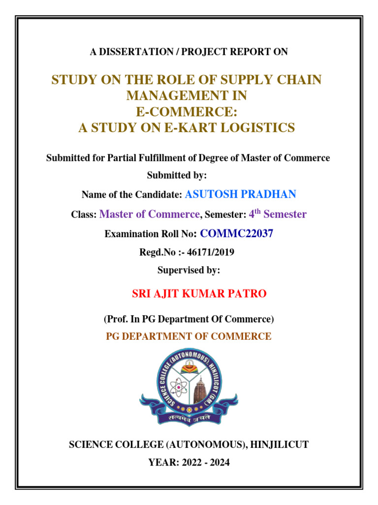 Project On e Kart Logistics 1.1 | PDF | Logistics | Warehouse