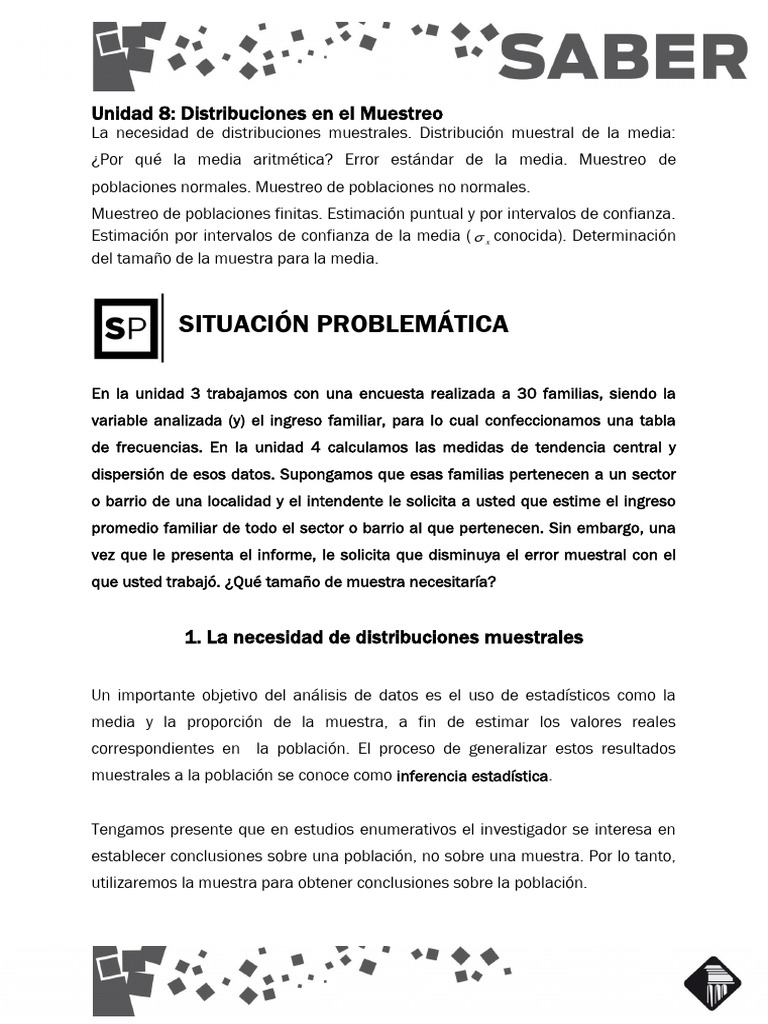 ESTAD - UNI 8 - 2016 Con Resultados | PDF | Media | Muestreo (Estadísticas)