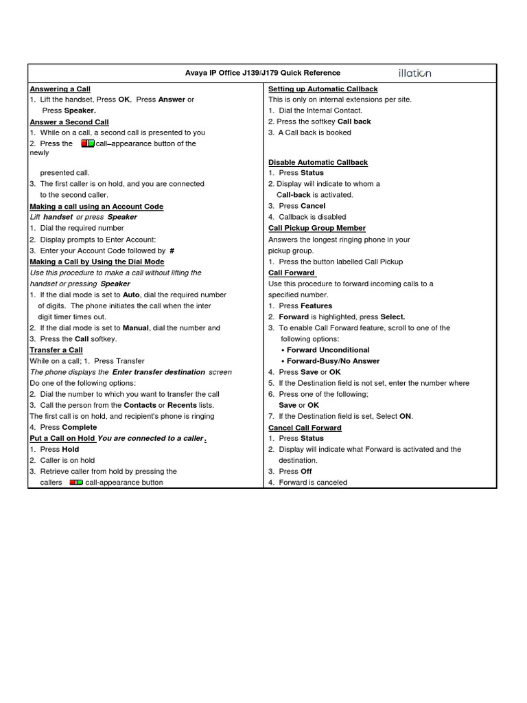 1 Pager - Manual For Avaya Devices | PDF | Telephone | Information And ...