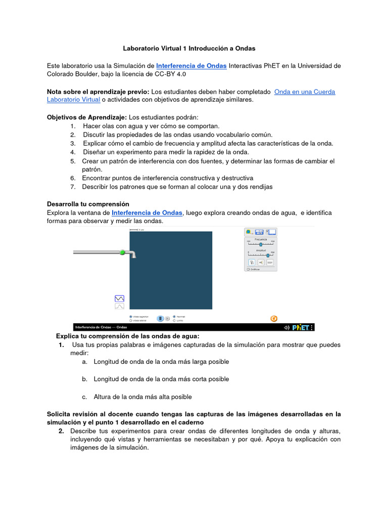 Laboratorio Virtual 1 Ondas Grados 11 | PDF | Olas | Física Laboratorio Virtual 1 Ondas Grados 11 | PDF | Olas | Física