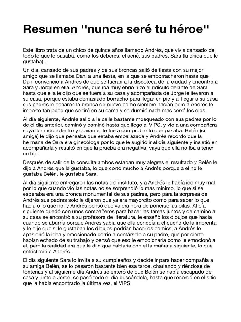Resumen ''Nunca Seré Tu Héroe''. | PDF | Novela negra, policíaca y suspenso