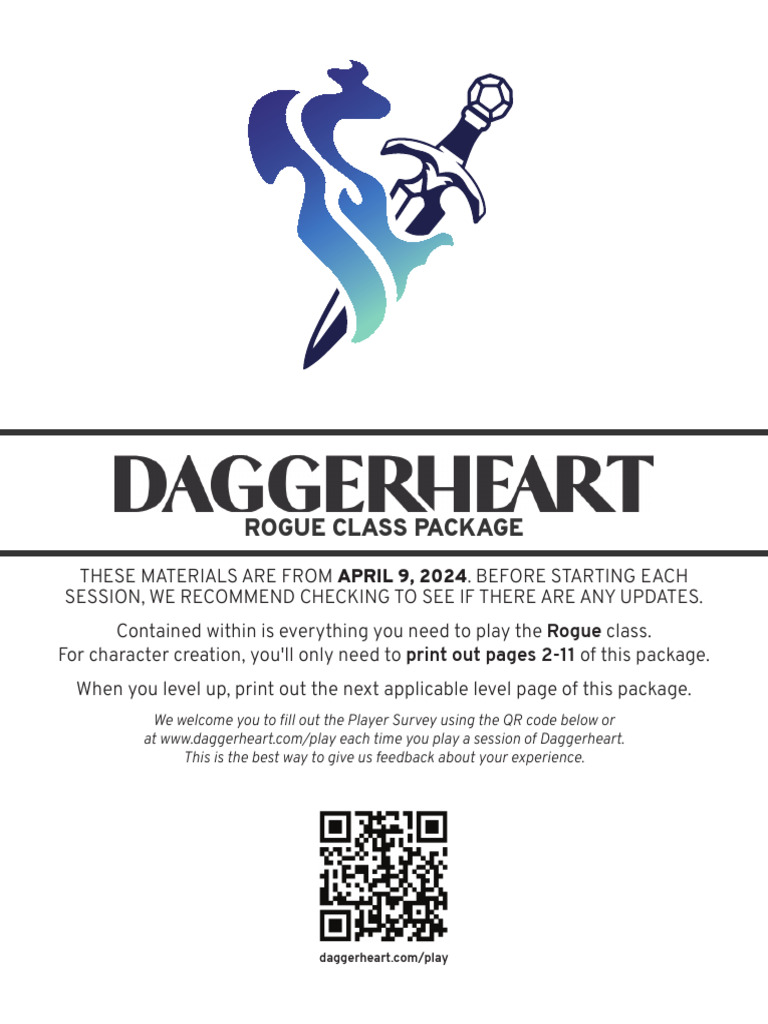 Daggerheart Class Package - Rogue v1.3 | PDF
