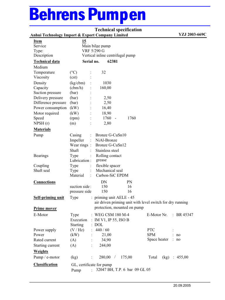 Main Bilge Pump | PDF | Pump | Bearing (Mechanical)