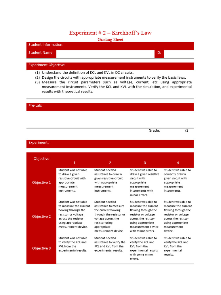EE 101-Experiment #2 Â Kirchhoffâ S Law 3 | PDF | Electrical Network | Resistor