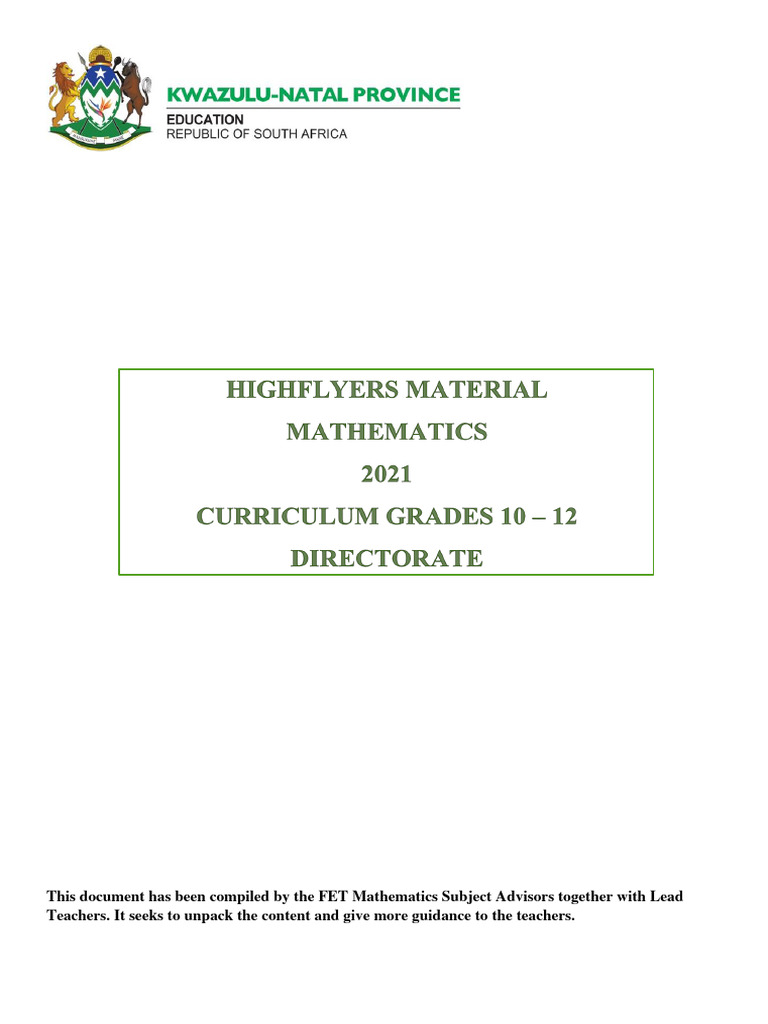 GR 12 - Maths - High Flyer Document - 2021 | PDF | Sequence | Numbers