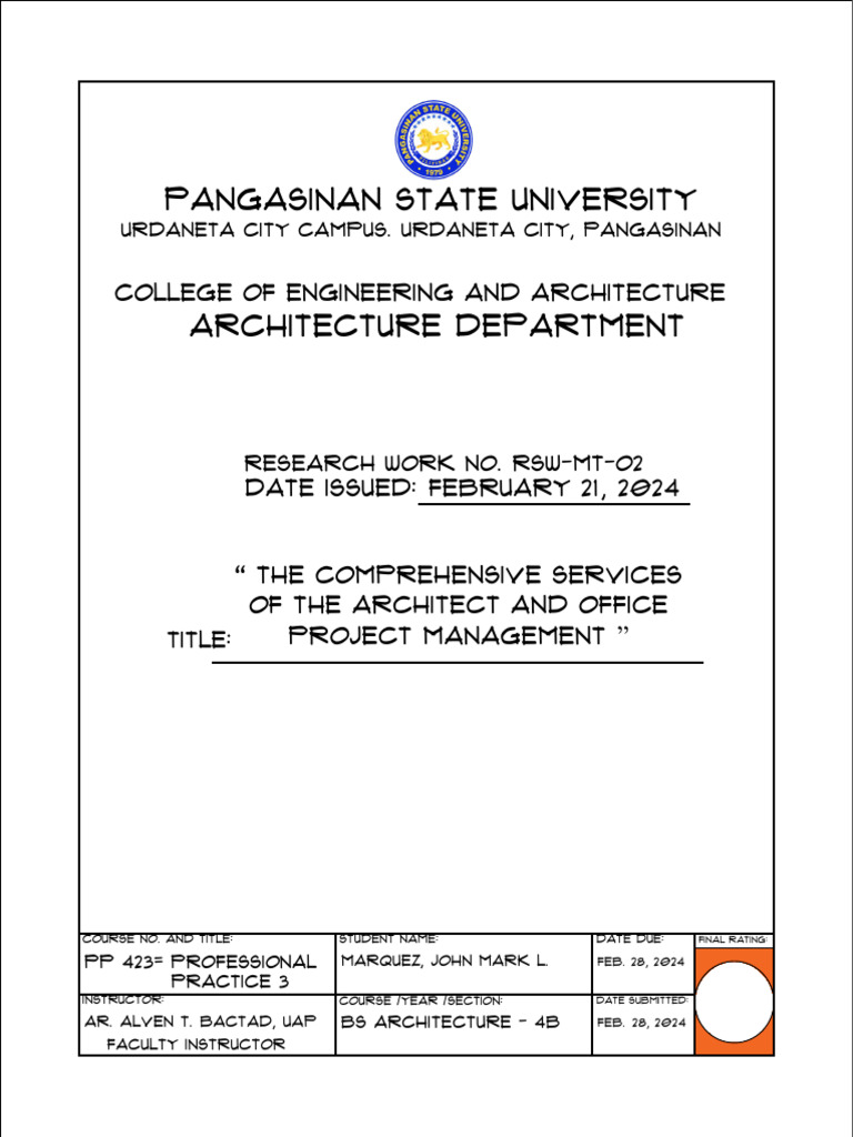 PP423 - RSW MT 02 - Marquez John Mark L. | PDF | Feasibility Study | Project Management