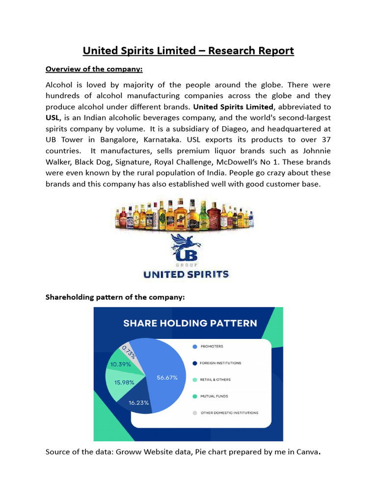 United Spirits Research Report | PDF | Alcoholic Drinks