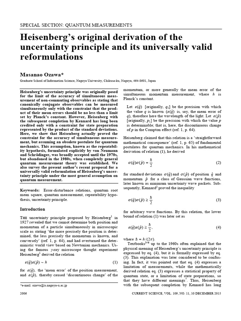 Deriving Uncertainity Principle | PDF | Uncertainty Principle | Quantum ...