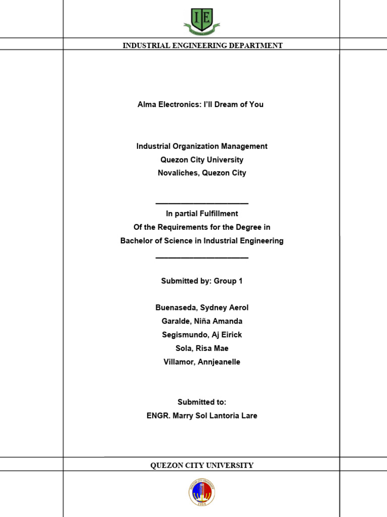 Alma Electronics - I'll Dream of You (CASE STUDY IOM) | PDF | Entrepreneurship | Risk