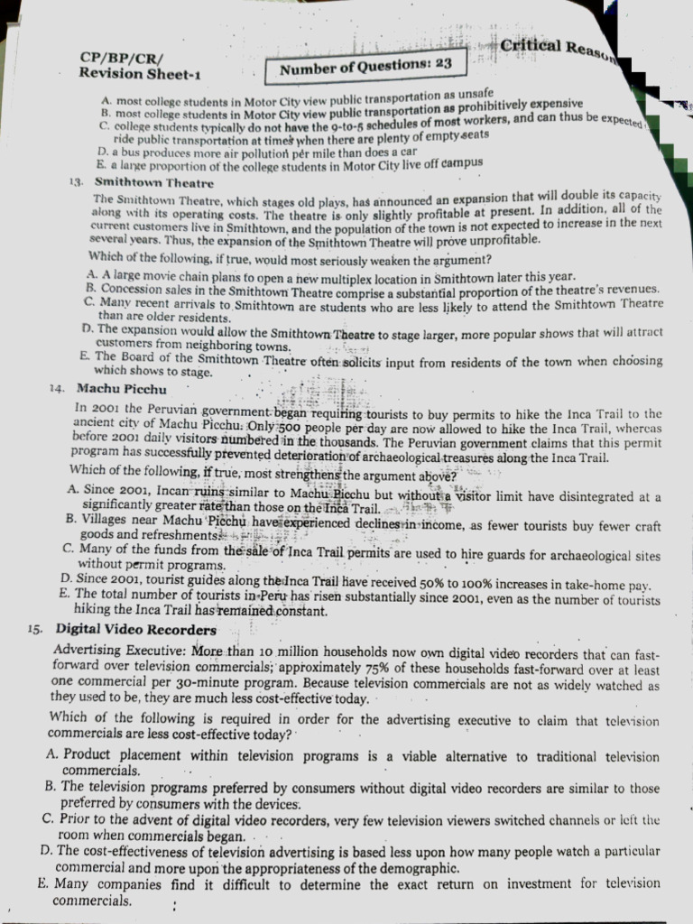 Revision Sheet 1 CR Part 2 | PDF