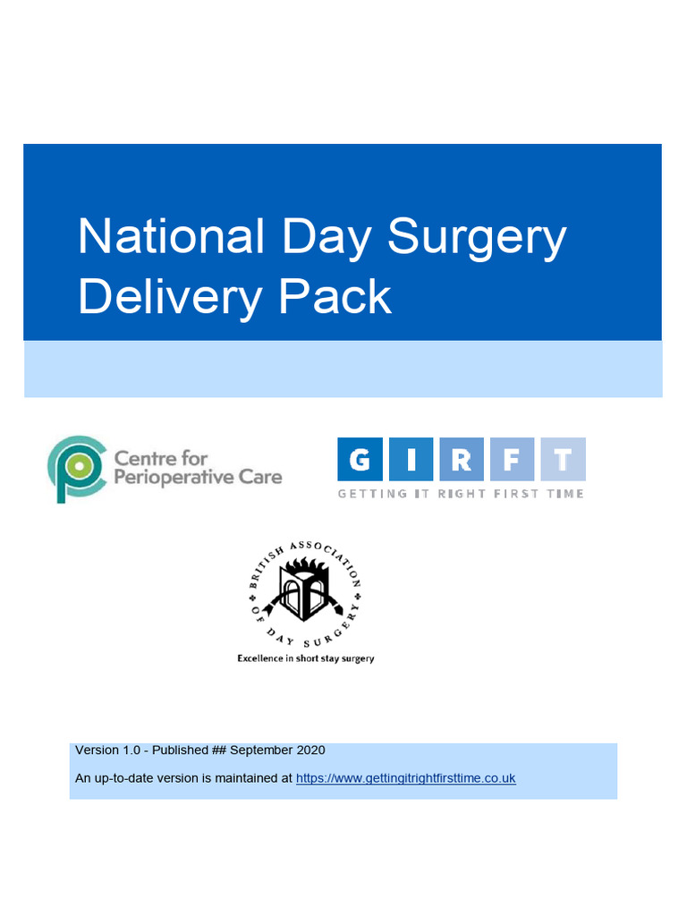 Open National Day Surgery Delivery Pack Sept2020 Final | PDF | Surgery ...