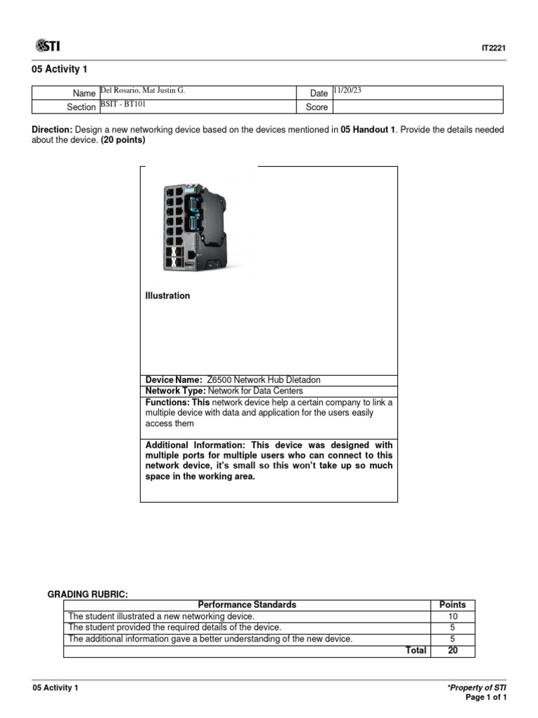 Int Comp Activity 1 Network Design | PDF