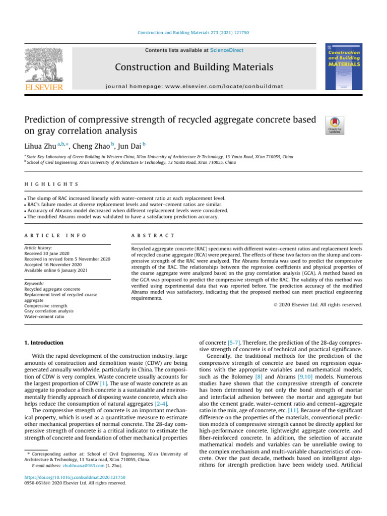 Prediction of Compressive Strength of Recycled Aggregate Concrete Based ...