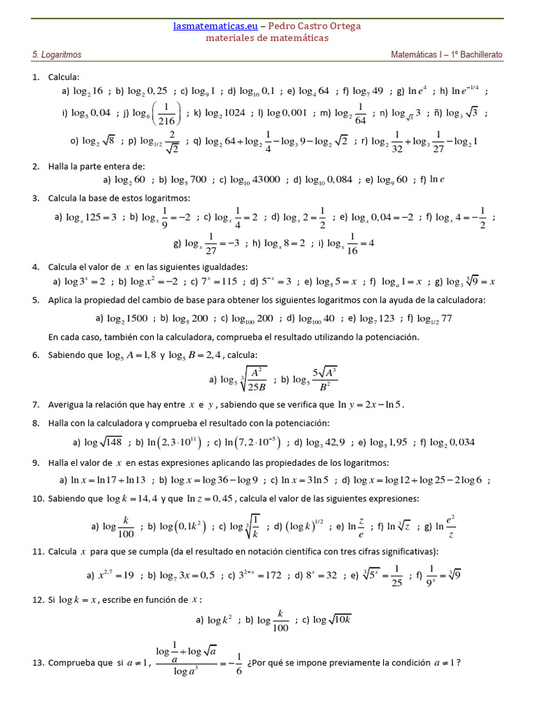 05 Logaritmos | PDF | Logaritmo | Funciones y mapeos