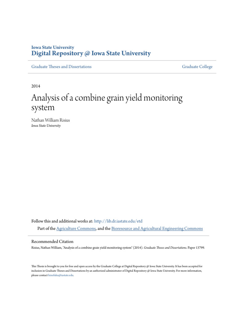 Analysis Of A Combine Grain Yield Monitoring System Pdf Accuracy And Precision