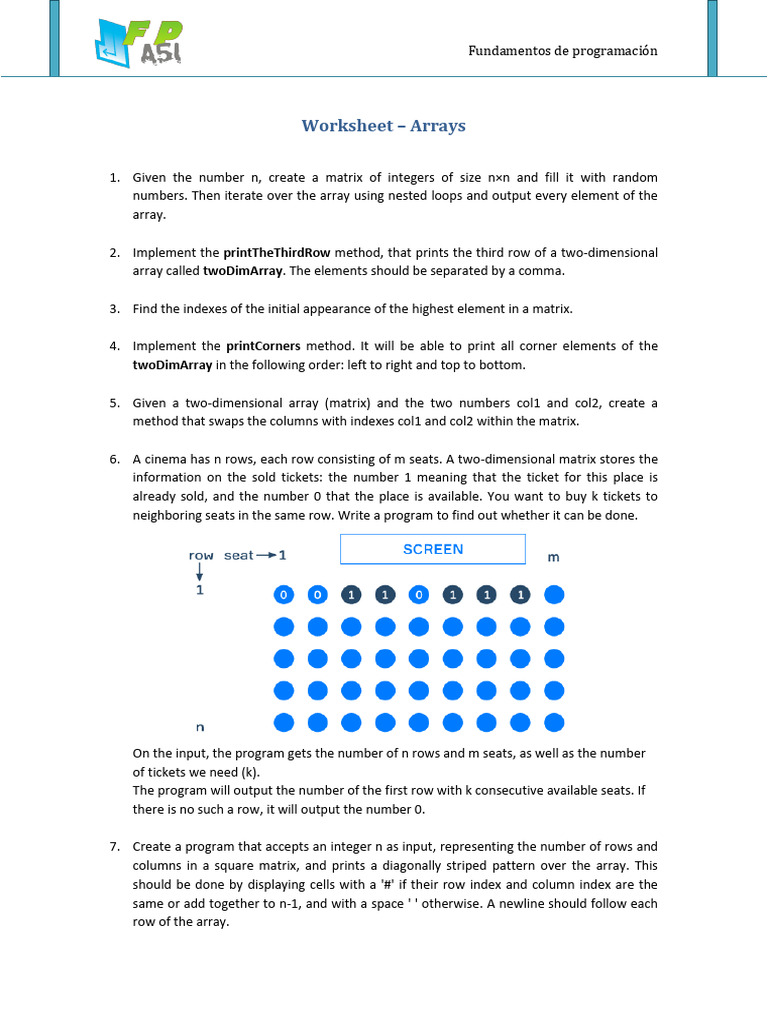 4 - Arrays II | PDF | Matrix (Mathematics) | Computer Programming