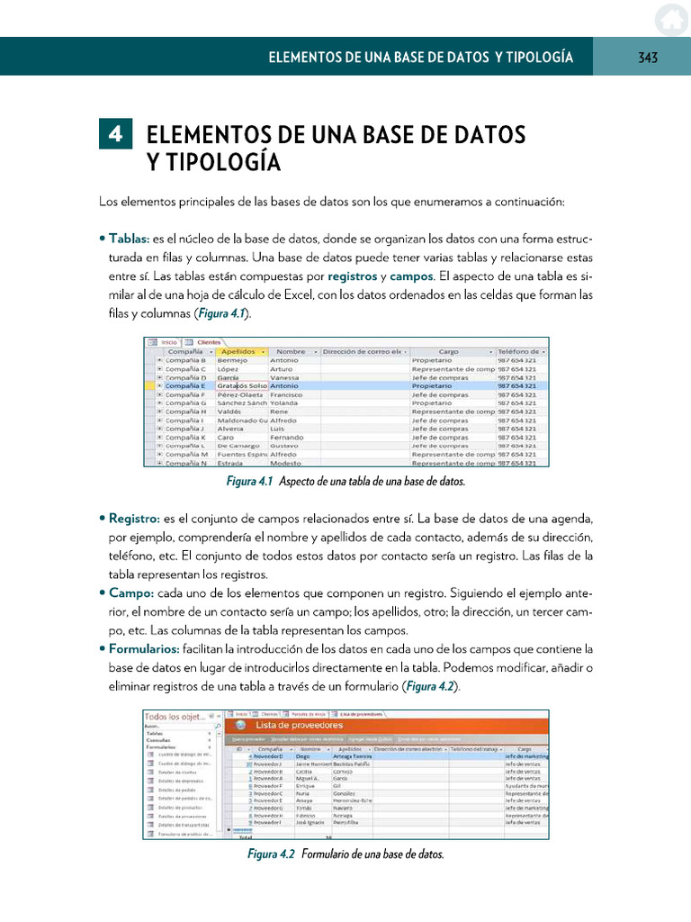 1-Elementos de Una BASE DE DATOS T.4 Deusto | PDF