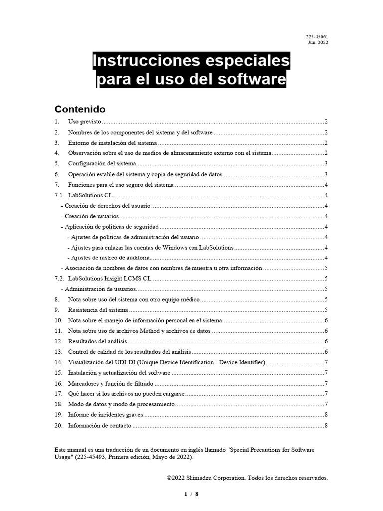 225-45661 Instrucciones Especiales Software LC Solution | PDF ...