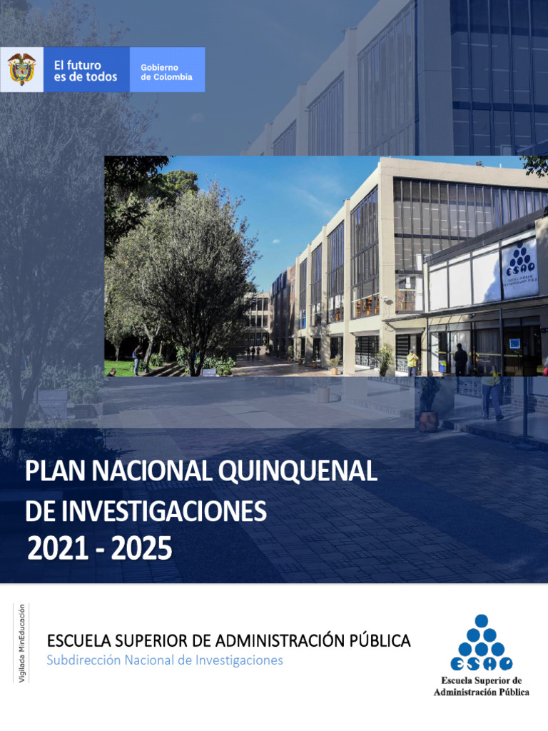 Plan Quinquenal de Investigaciones ESAP 2021-2025 | PDF ...