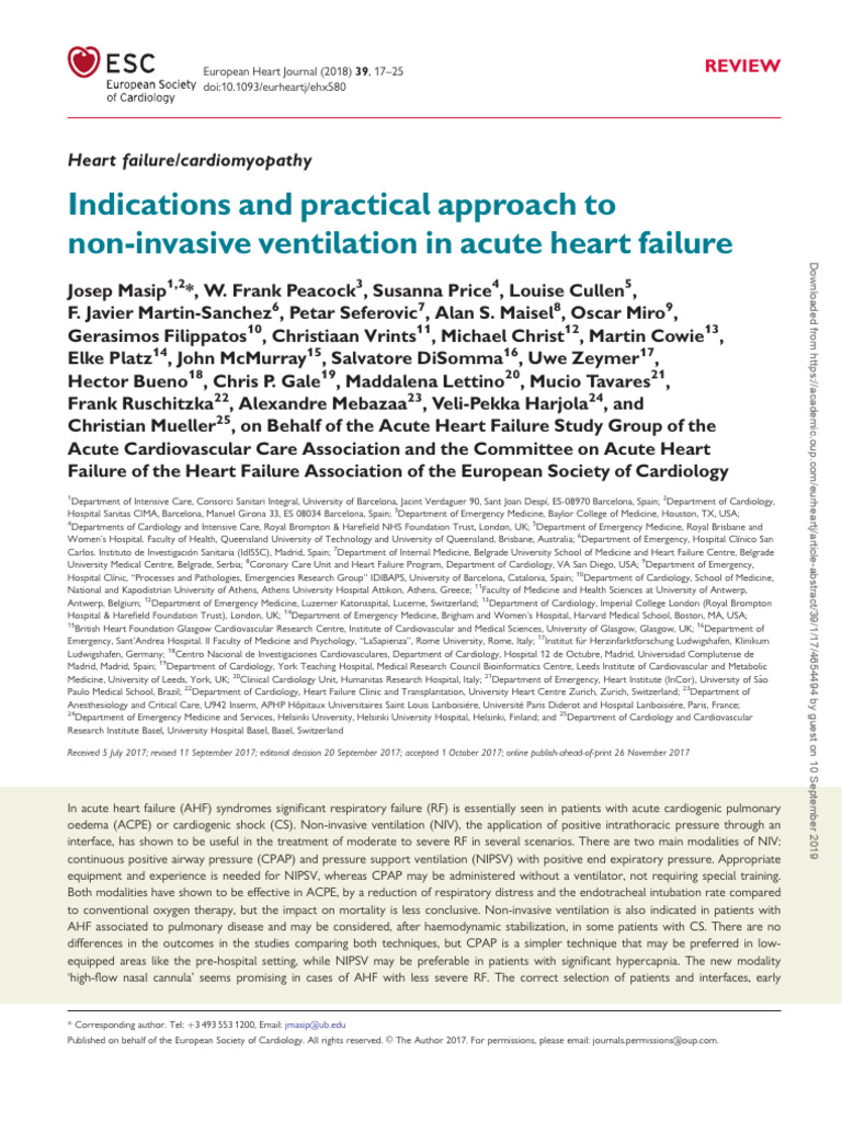 Masip NIV EHJ 2018 | PDF | Lung | Physiology