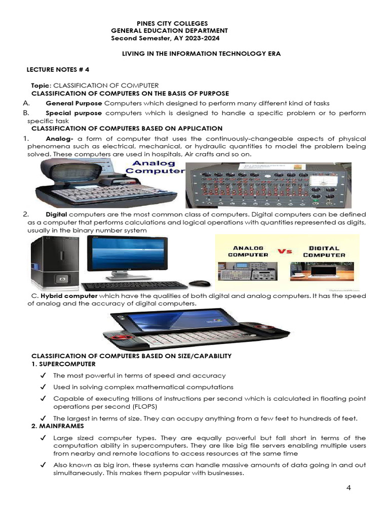 It 101 Lec Note 4 | PDF | Personal Computers | Desktop Computer