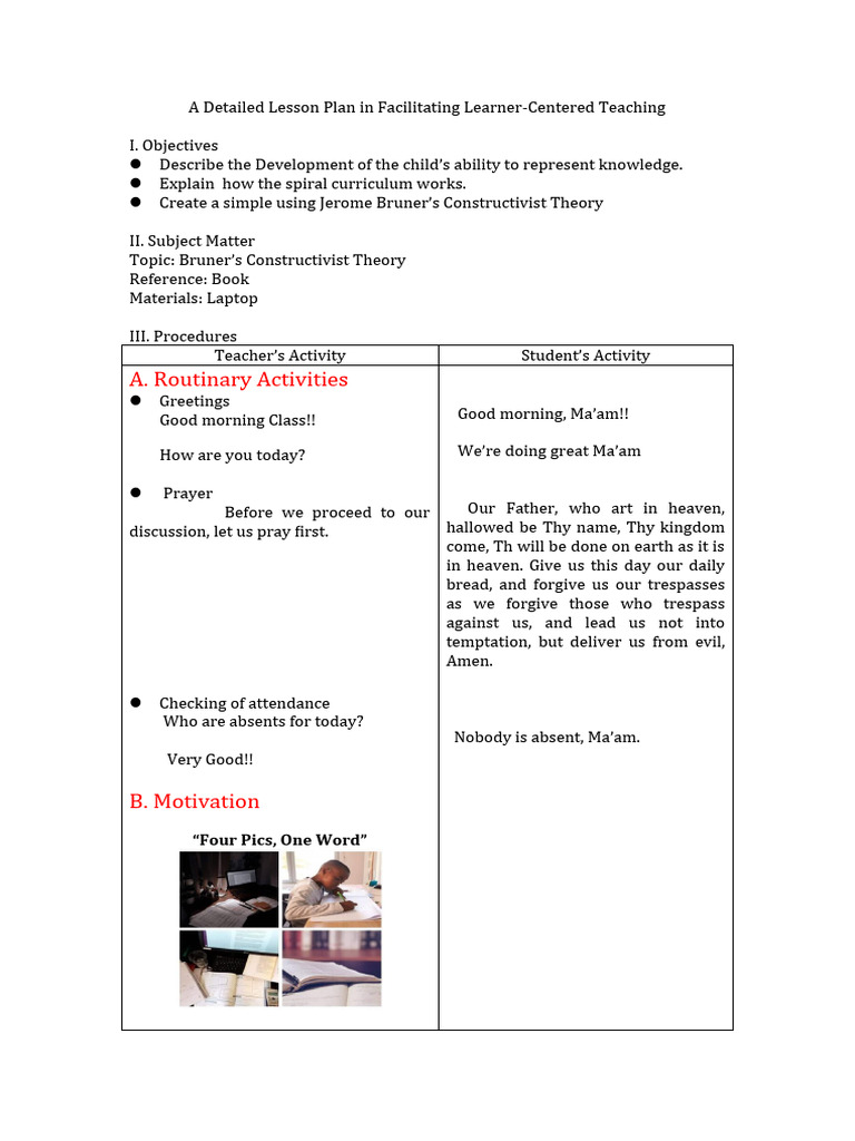 A Detailed Lesson Plan in Facilitating Learner | PDF | Learning ...